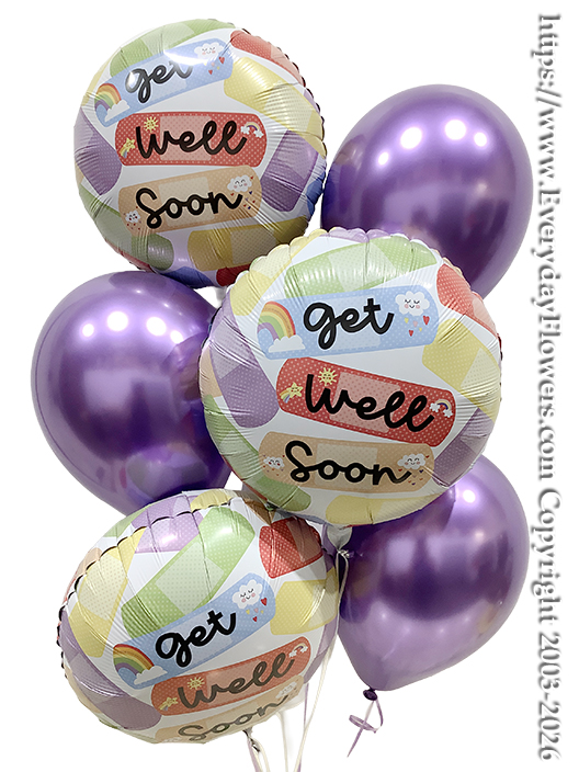 Cheerful Get Well Band Aids Balloon Bouquet - Delivery Orange County, CA