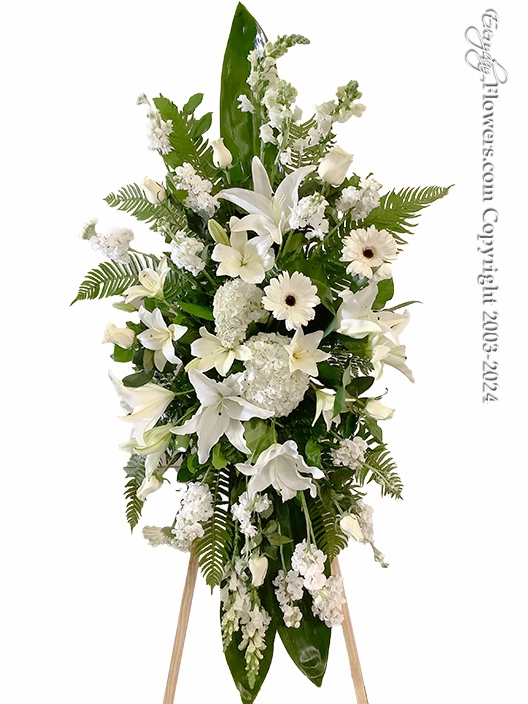 White Funeral Flower Standing Spray - Everyday Flowers