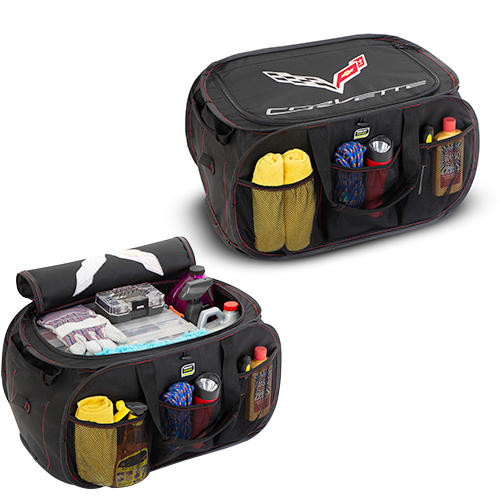 West Coast Corvette C7 Corvette Pop Up Trunk Organizer Black Trunk Organization Caddy with Embroidered Logo 2014 2019 Corvettes