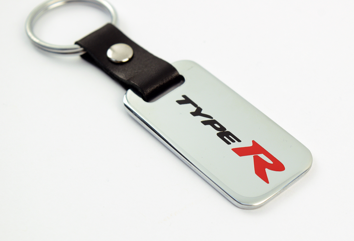 Honda Type R Chrome Key Chain Fob - Black & Red