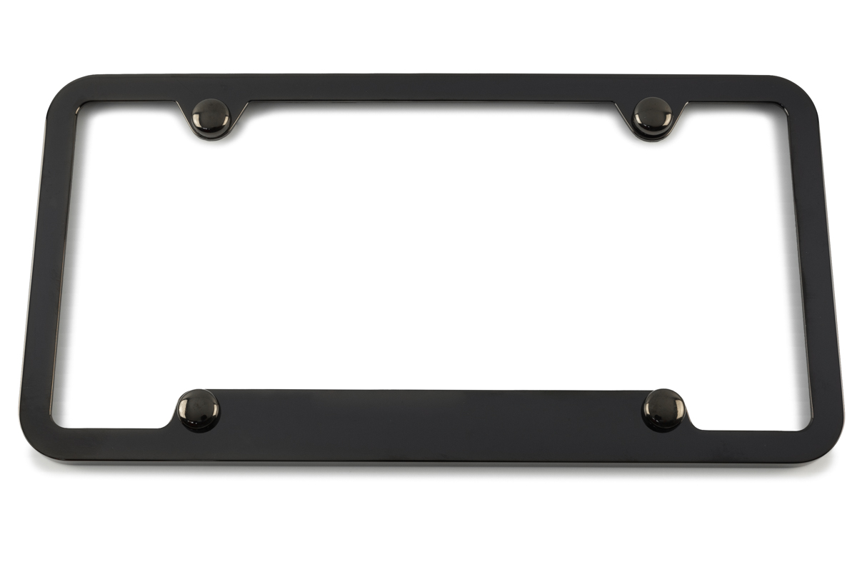 Notched Bottom Black Chrome License Plate Frame