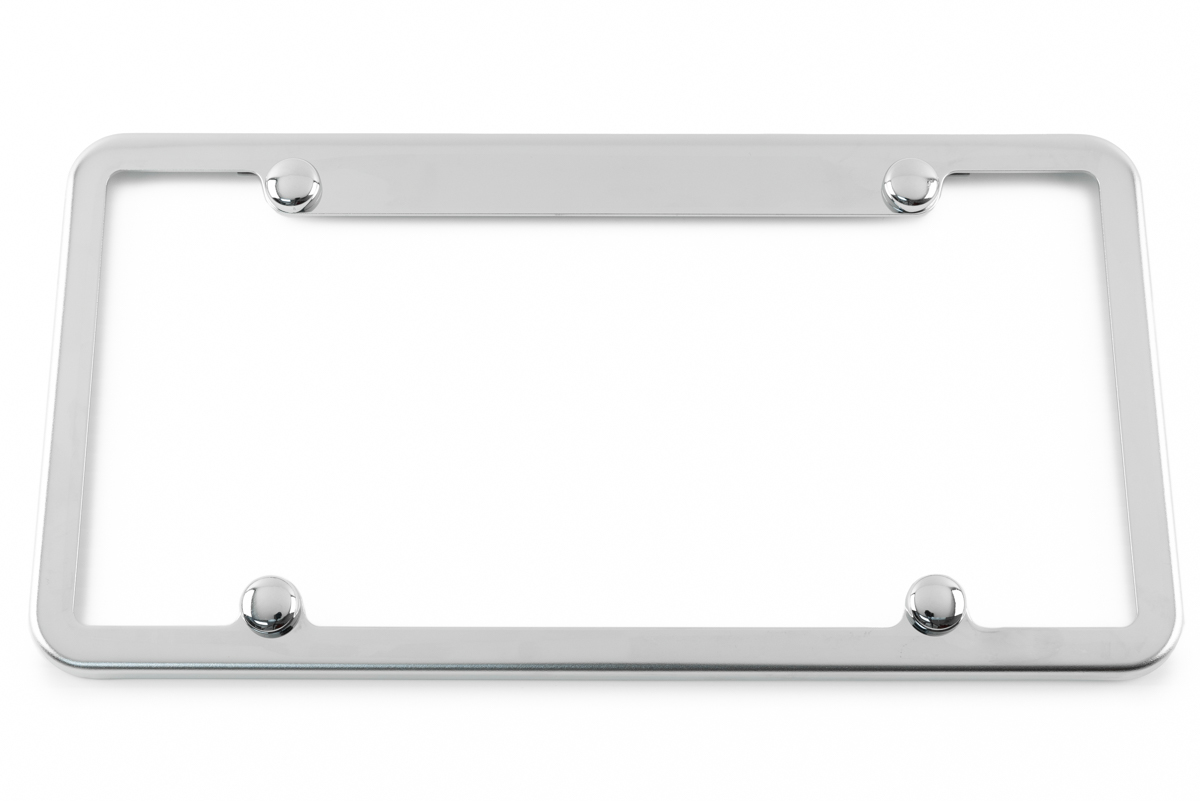 Notched Top Real Chrome License Plate Frame