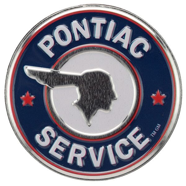 Pontiac Indian Service Embossed Tin Sign - Toolbox Magnet