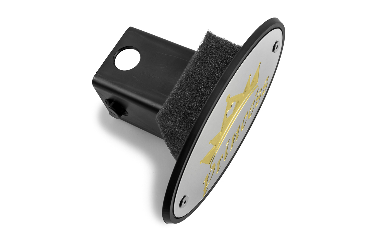 Princess Chrome Receiver Hitch Cover - Gold Engraving