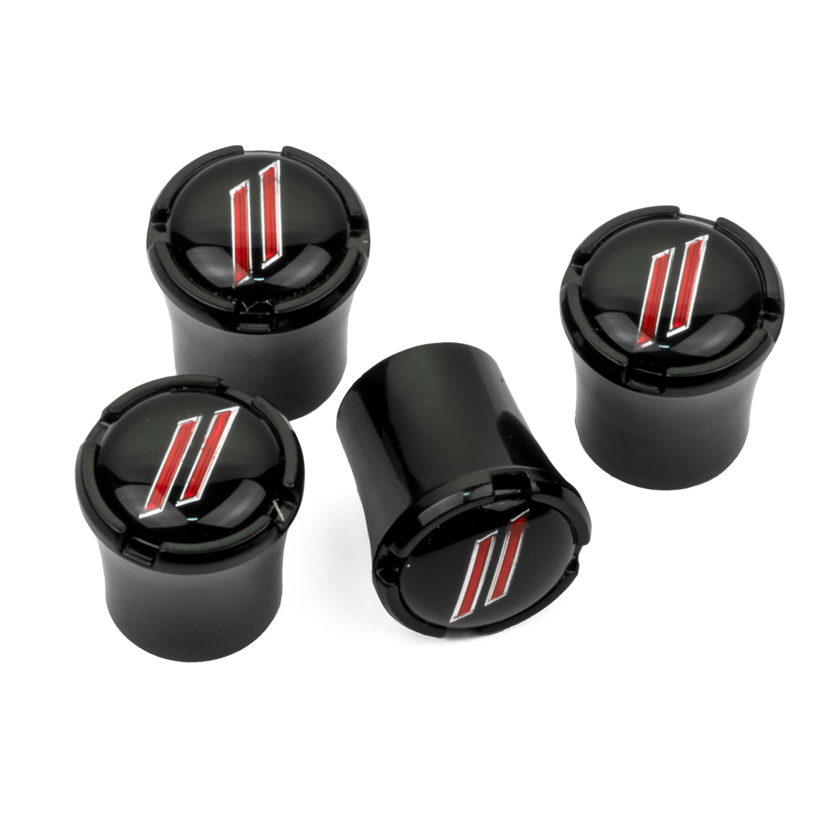 Racing Stripes hash Logo Chrome Tire Valve Caps