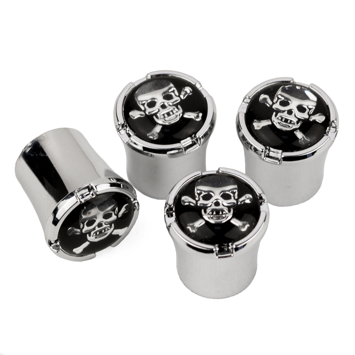 Skull Logo Chrome Tire Valve Caps