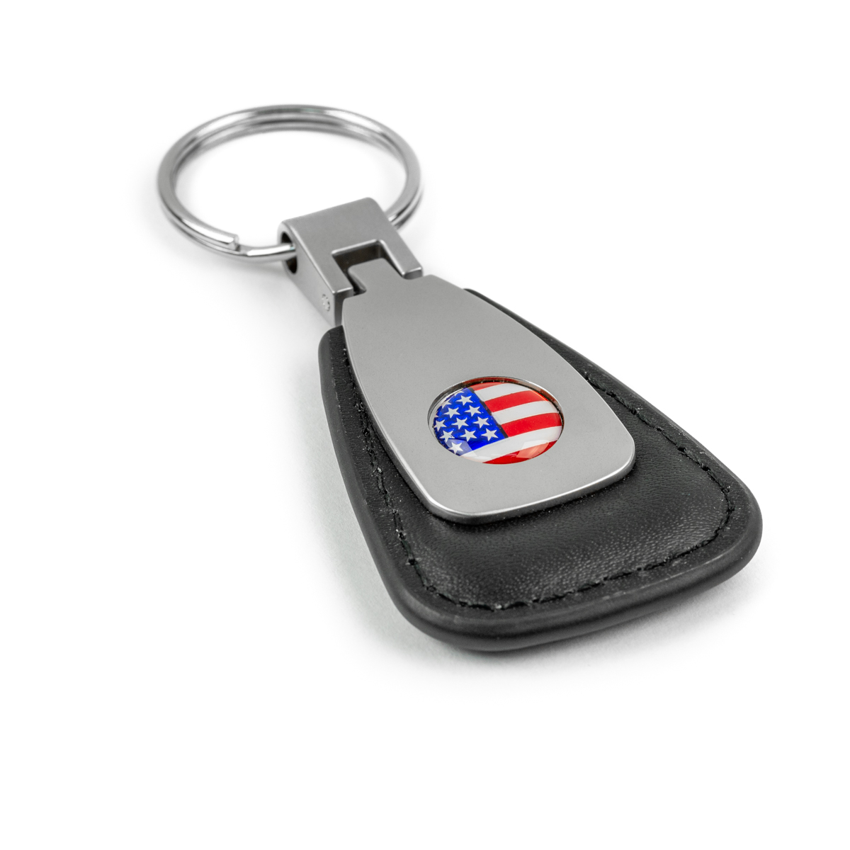 USA Flag Vintage Leather Teardrop Key Chain Fob