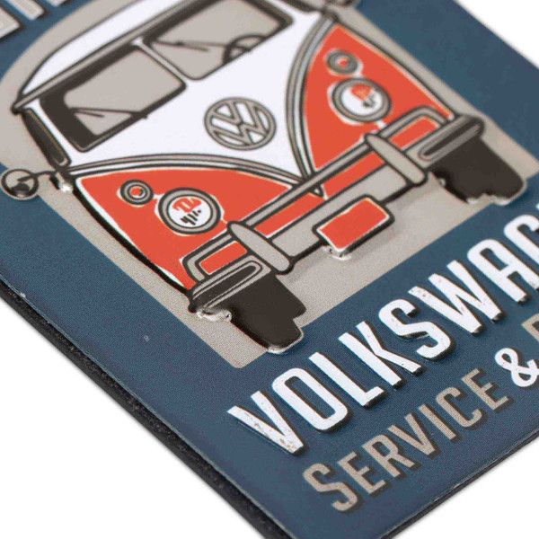 Volkswagen Garage Service Bus Embossed Tin Sign -Toolbox Magnet
