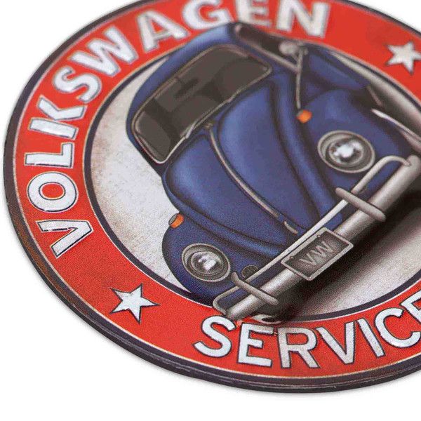 Volkswagen Service Bug Embossed Tin Sign - Toolbox Magnet