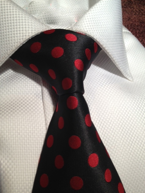 Black Red Polka Dot Silk Necktie