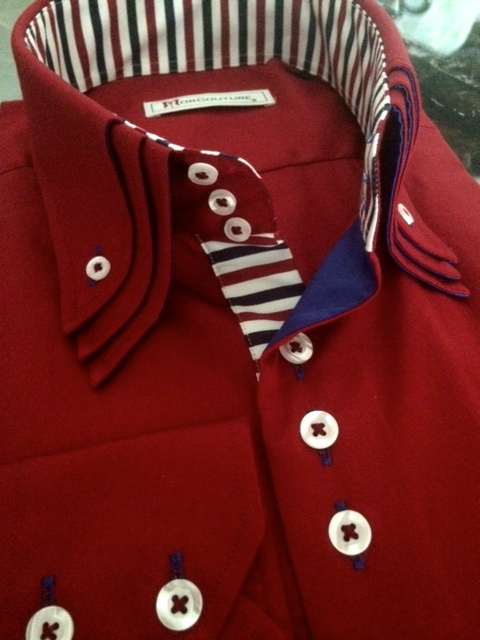 MorCouture Dark Red Triple Collar Shirt