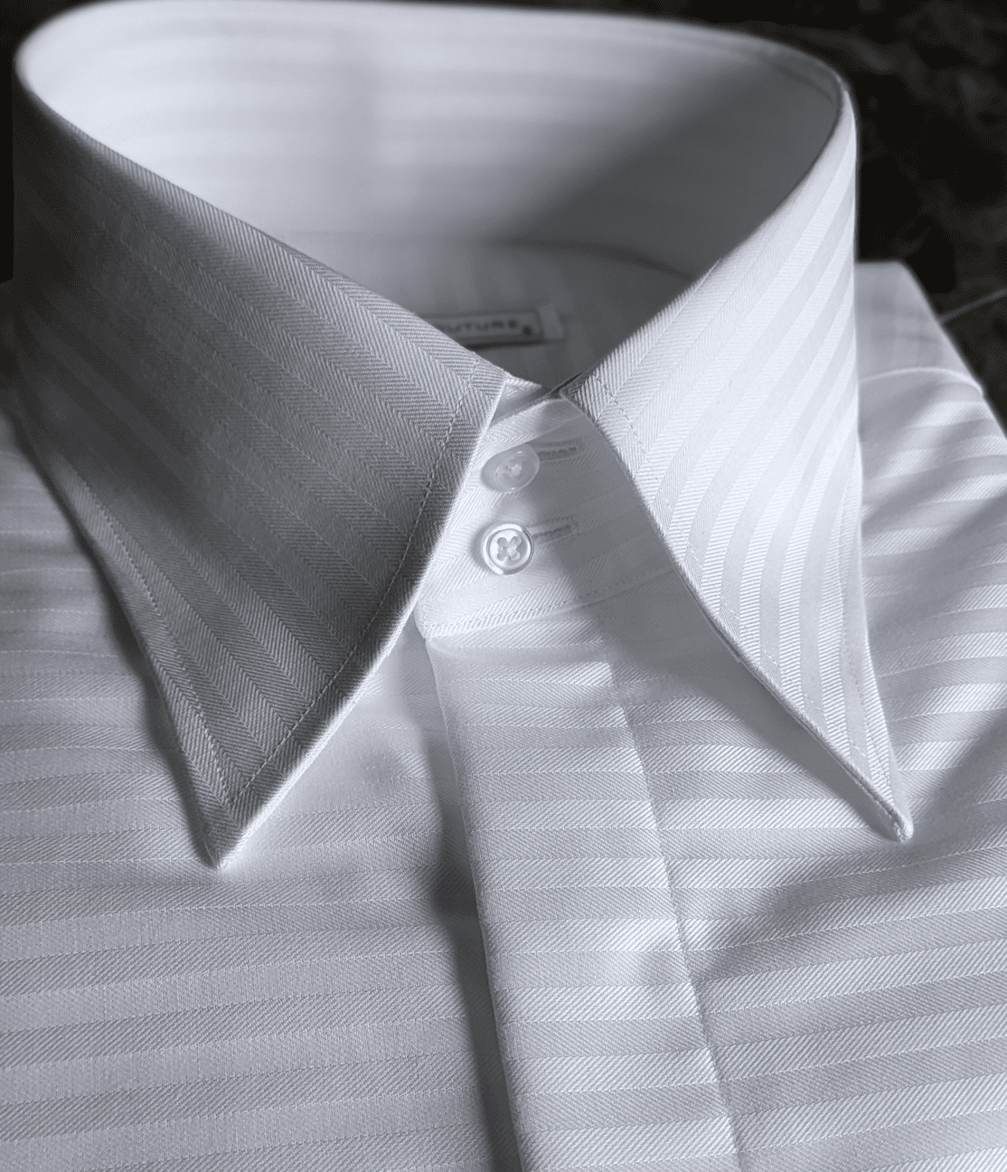 MorCouture White Horizontal Shadow Stripe Shirt