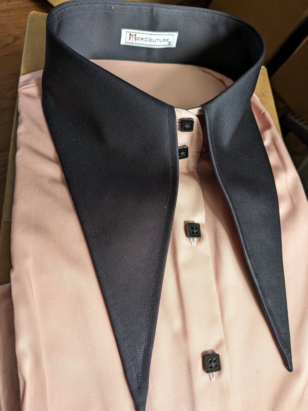 MorCouture Pink Black Contrast Couture Collar
