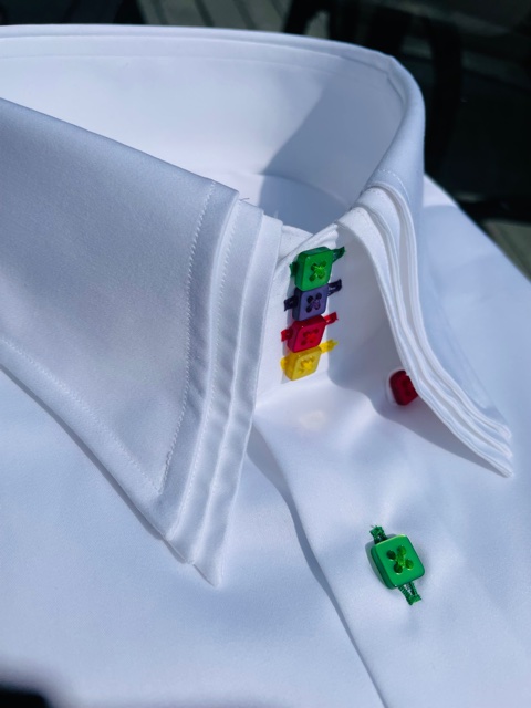 MorCouture White Rainbow Triple Collar Shirt