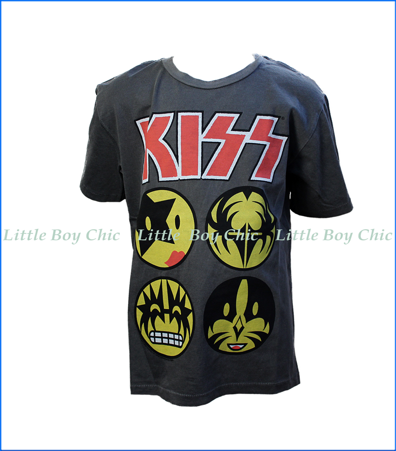 Junk Food, Kiss Facepaint Jersey T-Shirt in Pepper