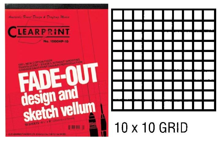 10x10 Grid 17x22 Pad 50 Sheets 1000H Clearprint Vellum Paper 16lbs