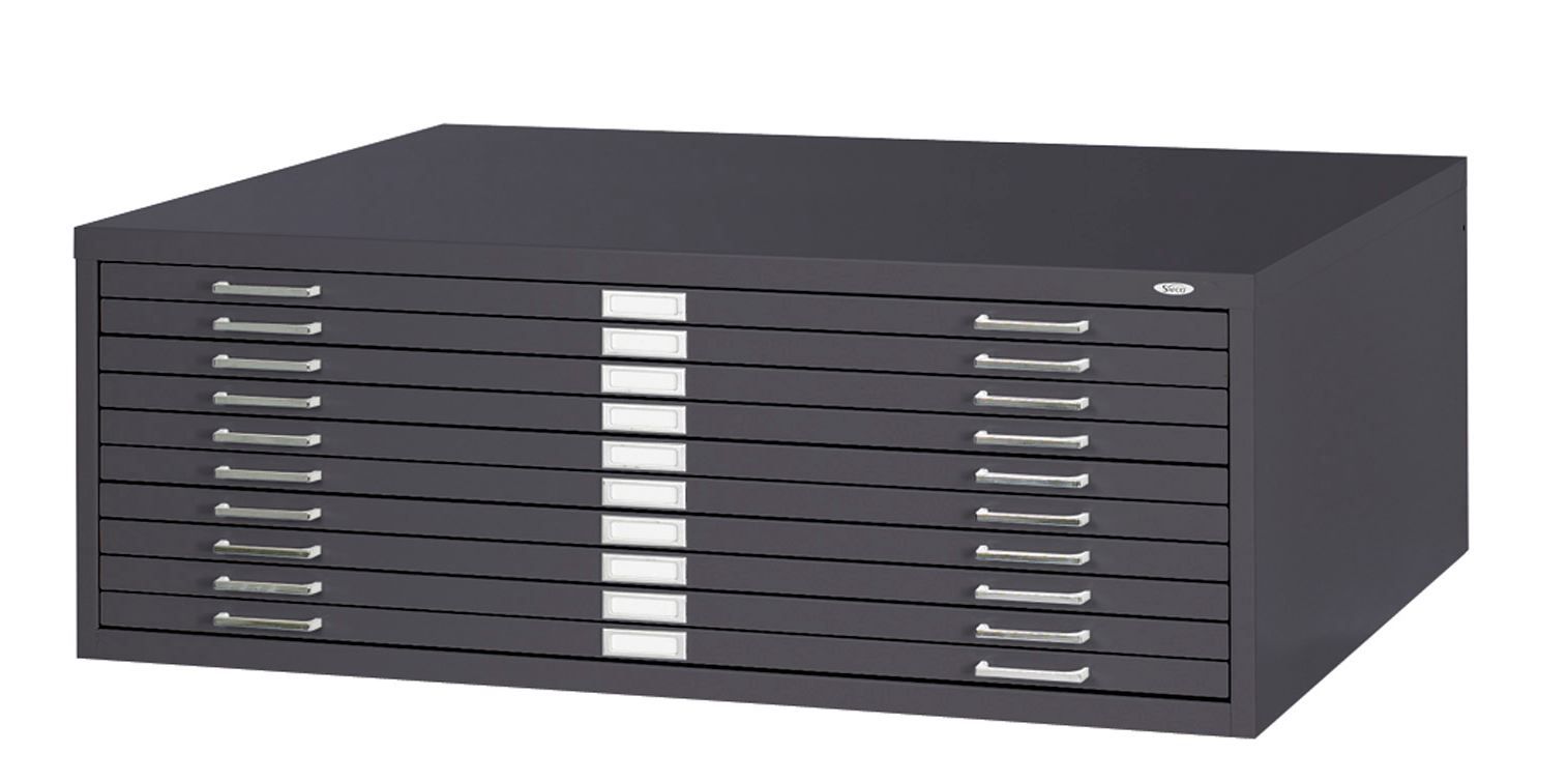 Black 10 Drawer Safco Flat File 43x32 1 1/4"H Inside Dimension