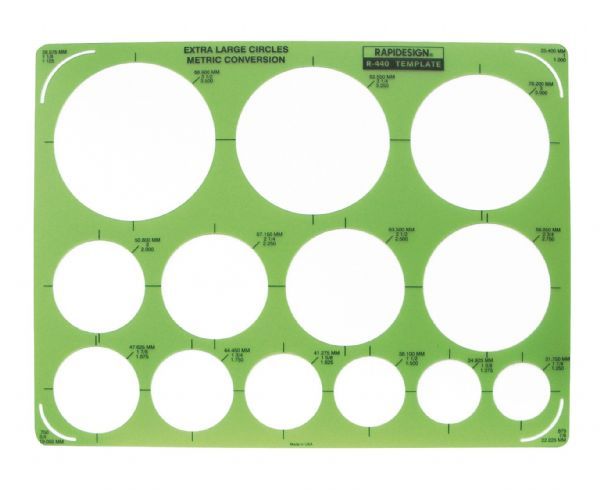440R Extra Large Rapidesign Circle Template Circles 1 1/4" to 3 1/2" Size