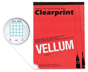 4x4 Grid 17x22 Pad 50 Sheets 1000H Clearprint Vellum Paper 16lbs