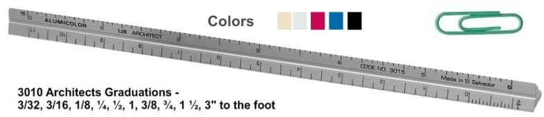 6" Aluminum architects scales pocket size architectural scale ruler