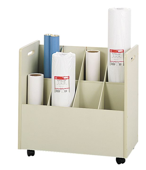 Safco Mobile Roll File Eight 7" Bins Store Blueprint Plans & Supplies