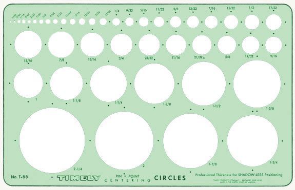 88T Pinpoint Centering Circle Timely Template 42 Circles 1/32"-2 1/4"