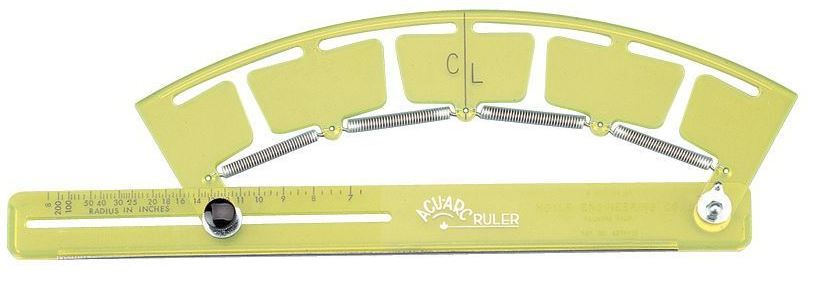 Acu-Arc Adjustable Ruler Inches Measure & Draw Curves Radii 7" to 200"