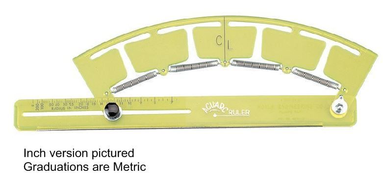 Acu-Arc Adjustable Ruler Metric Draw Measure Curves Radii 17cm-500cm