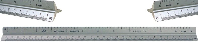Aluminum Engineers Scales Alvin 2200 Series 12" Engineering Ruler