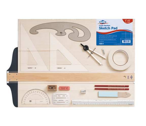 Alvin 18" x 24" Technical Drawing Outfit Kit Drafting Board, Tools & Case