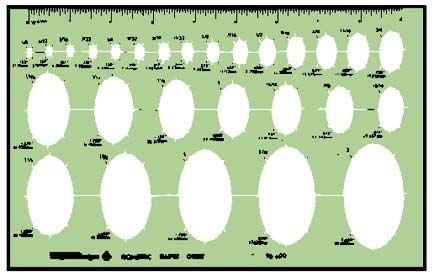Alvin Isometric Ellipse Template Guide 27 Ellipses 1/8 - 2" Size