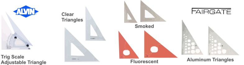 Drafting Triangles Adjustable Angles, 30 60 & 45 90 Triangles
