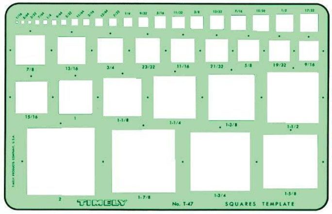 Drawing Squares Template 40 Squares 1/16 - 2" Size