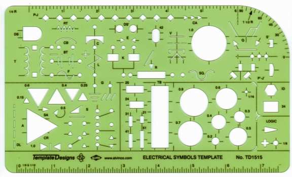 Electrical & Electronic Template has Schematic Diagram Symbols