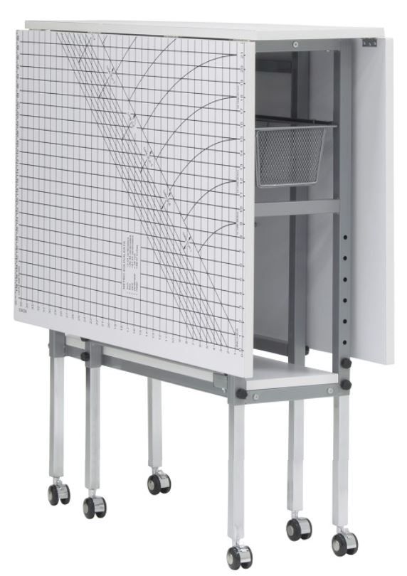 Adjustable Height Fabric Cutting Table With Grid