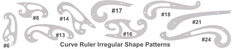 French Curve Ruler Shapes for Drawing Curves along Plotted Points