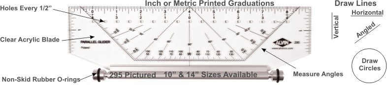Parallel Glider Rolling Ruler Tool Draws Lines Parallel & Angled