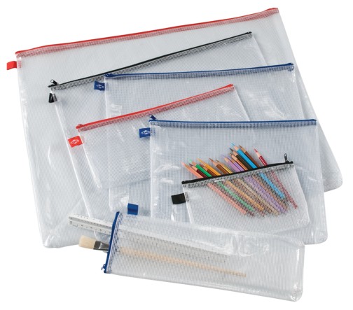 Plastic Mesh Zipper Pouches See Carry Drawing Tool Supplies & Pencils