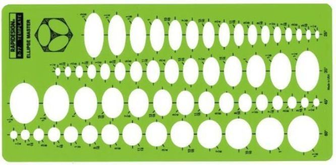Ellipse Template Master 25 Ellipses 1/4 - 1 3/8 Size