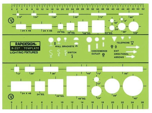R327 1/4" & 1/8" = 1' Lighting Fixture Template by Rapid Design