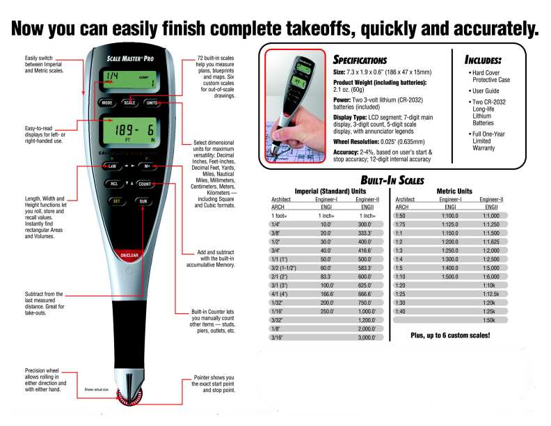 Scale Master Pro Estimating Take-Off Tool 72 Built-in Scales