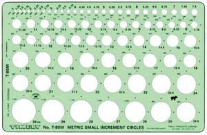 Small Metric Circles Template 89TM 78 Circles 1mm - 30mm Size
