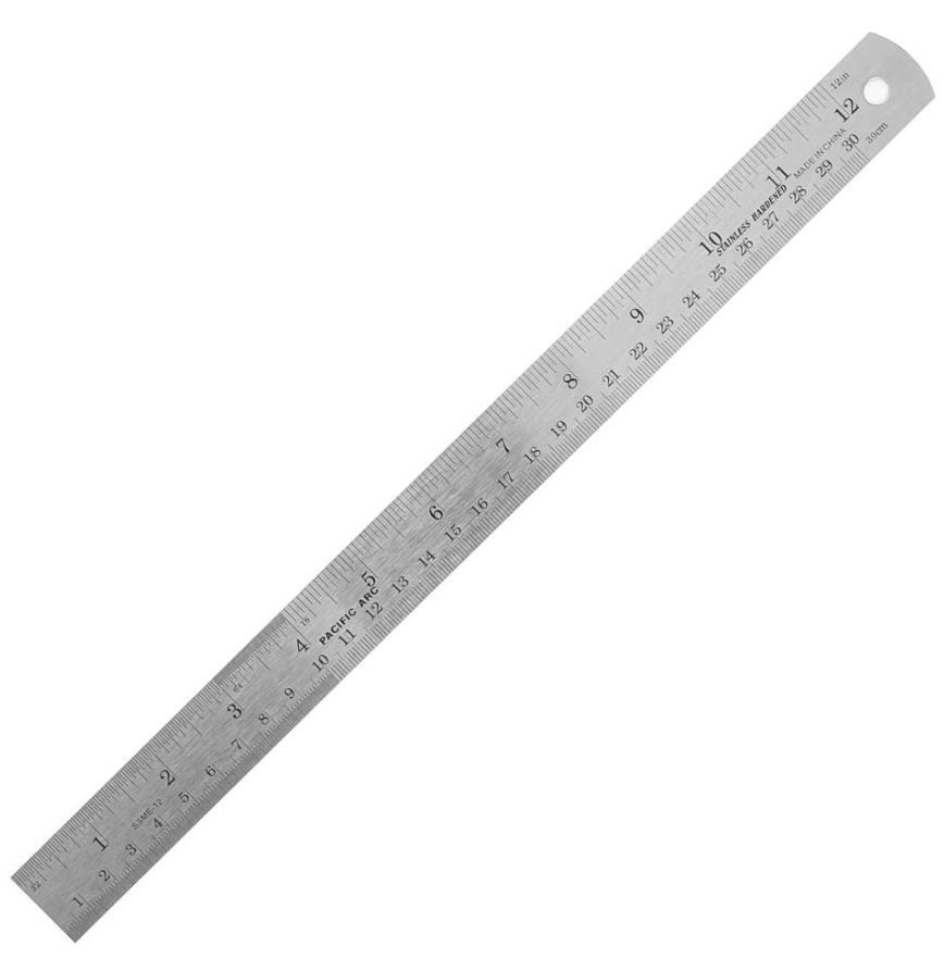 Stainless Steel Inch/Metric Conversion Ruler 12"