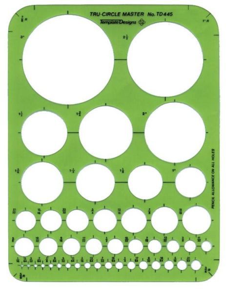 TD445 Alvin Circle Master Template 44 Circles 1/16" - 3" Size