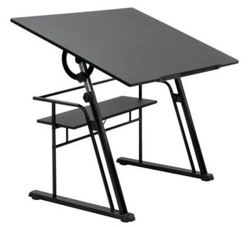 Zenith Height Adjustable Drafting Table with Shelf in Black