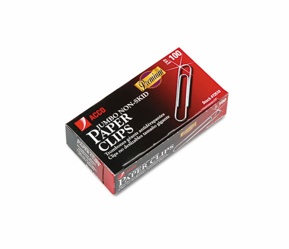 ACC72510 Nonskid Premium Paper Clips, Wire, Jumbo, Silv