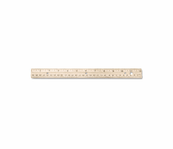 ACM10702 Hole Punched Wood Ruler English & Metric With