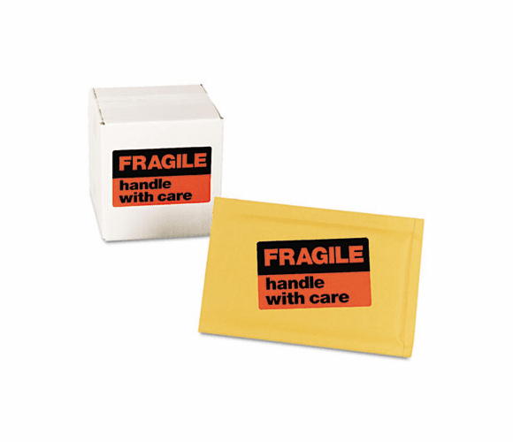 AVE05283 "FragileHandle with Care" Labels, 3x5/Neon Red