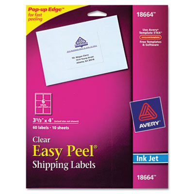 AVE18664 Easy Peel Mailing Labels for Inkjet Printers,