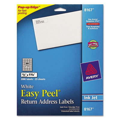 AVE8167 Easy Peel Inkjet Return Address Labels, 1/2 x 1